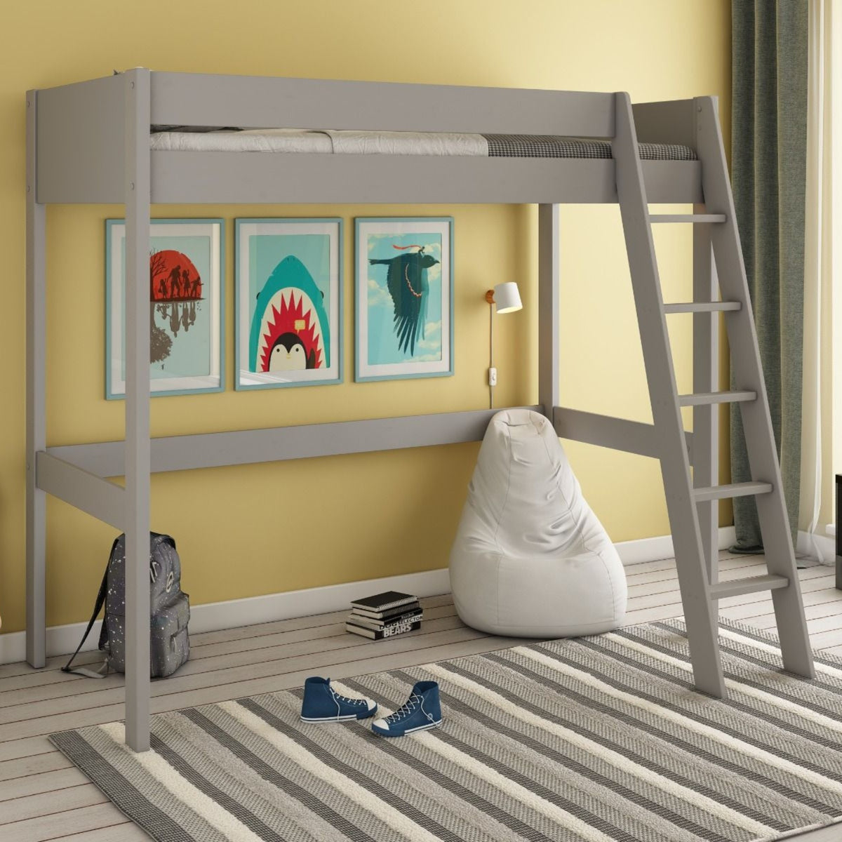 Noomi Tera High Sleeper Space Saver Loft Bed Frame | Little Gliders